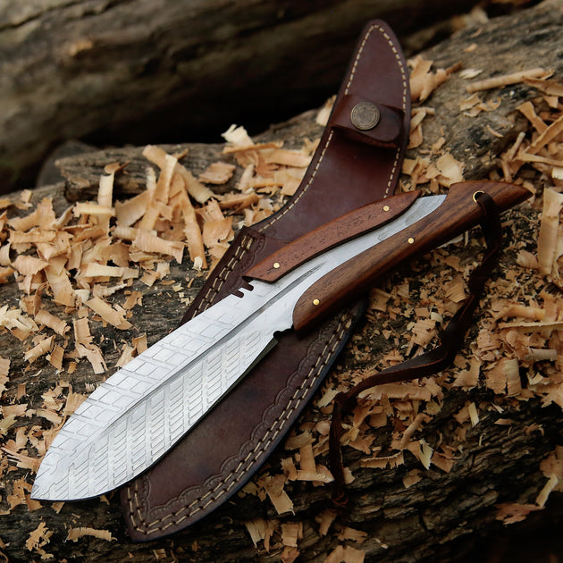Handmade Knife Leaf Shape Knife(Wood Handle) – Evo Custom Store
