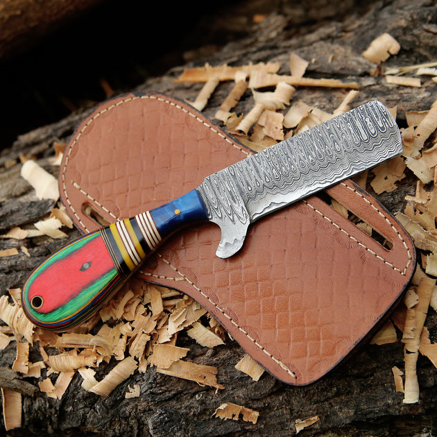 Handmade Damascus Fixed Blade Tool (Camel Bone & Wood Handle) – Evo ...